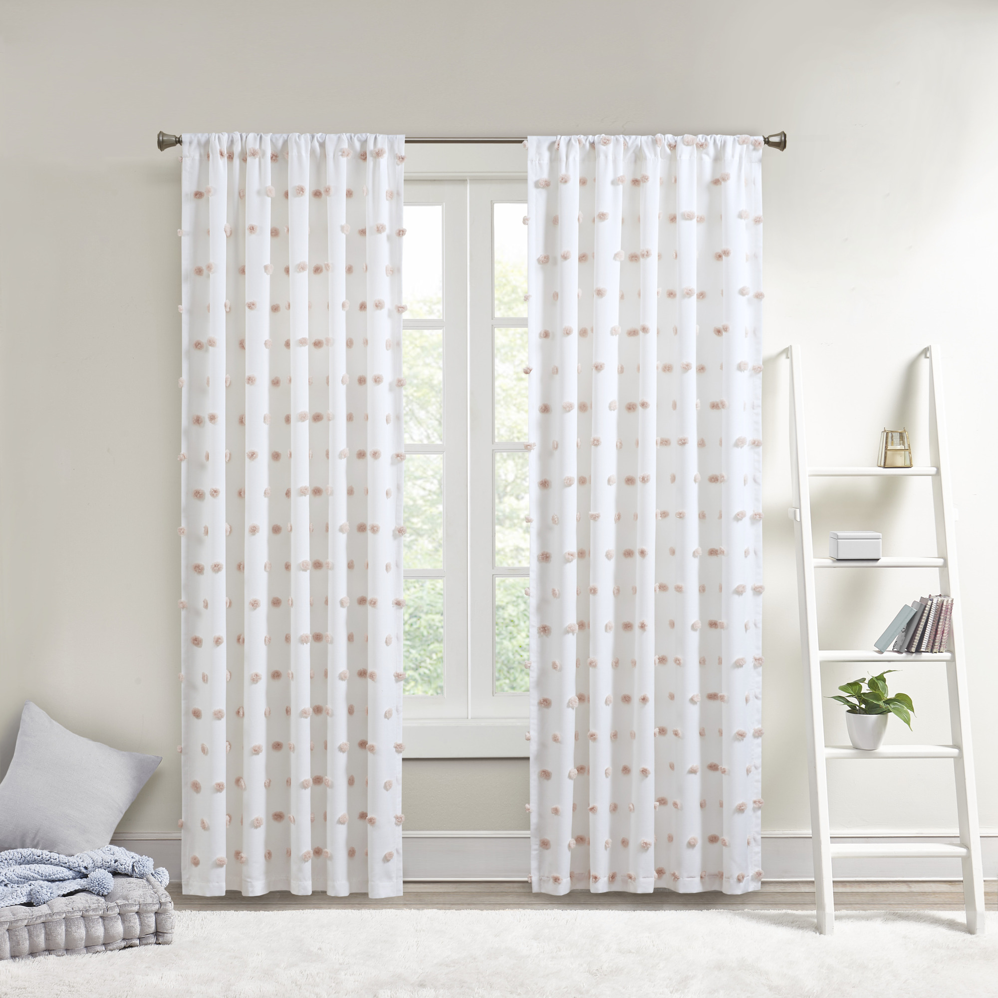 Intelligent Design Sophie Pom Pom Embellished Window Curtain Panel ...