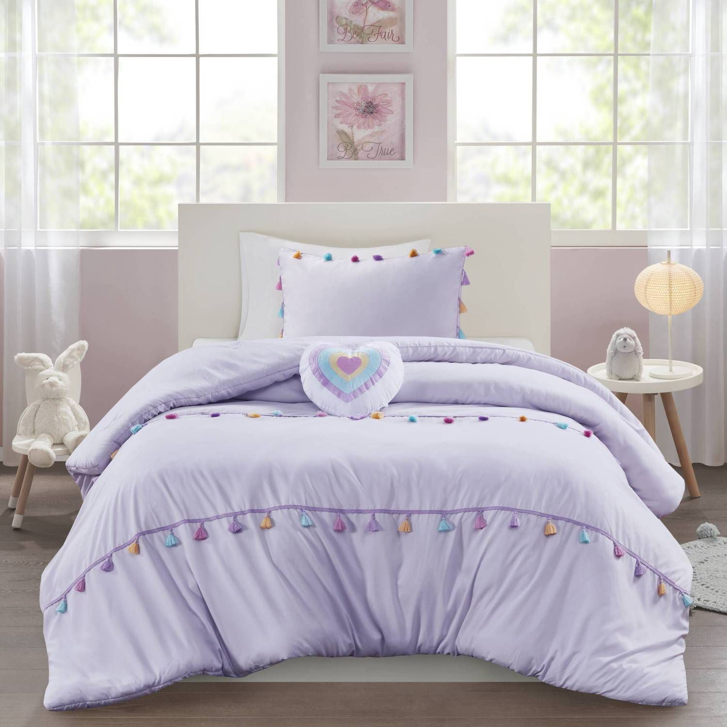 Intelligent Design Tanya Tassel Comforter Set with Throw Pillow Color ...