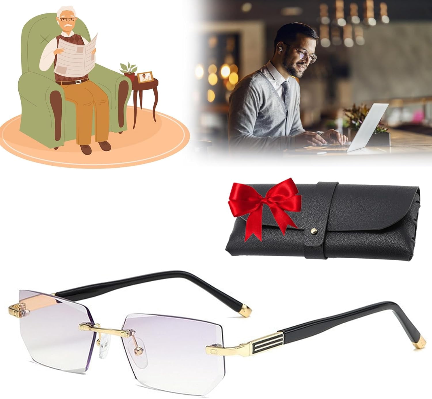Intelligent Dual Focus Glasses, Intelligent Zoom Anti Blue Light ...