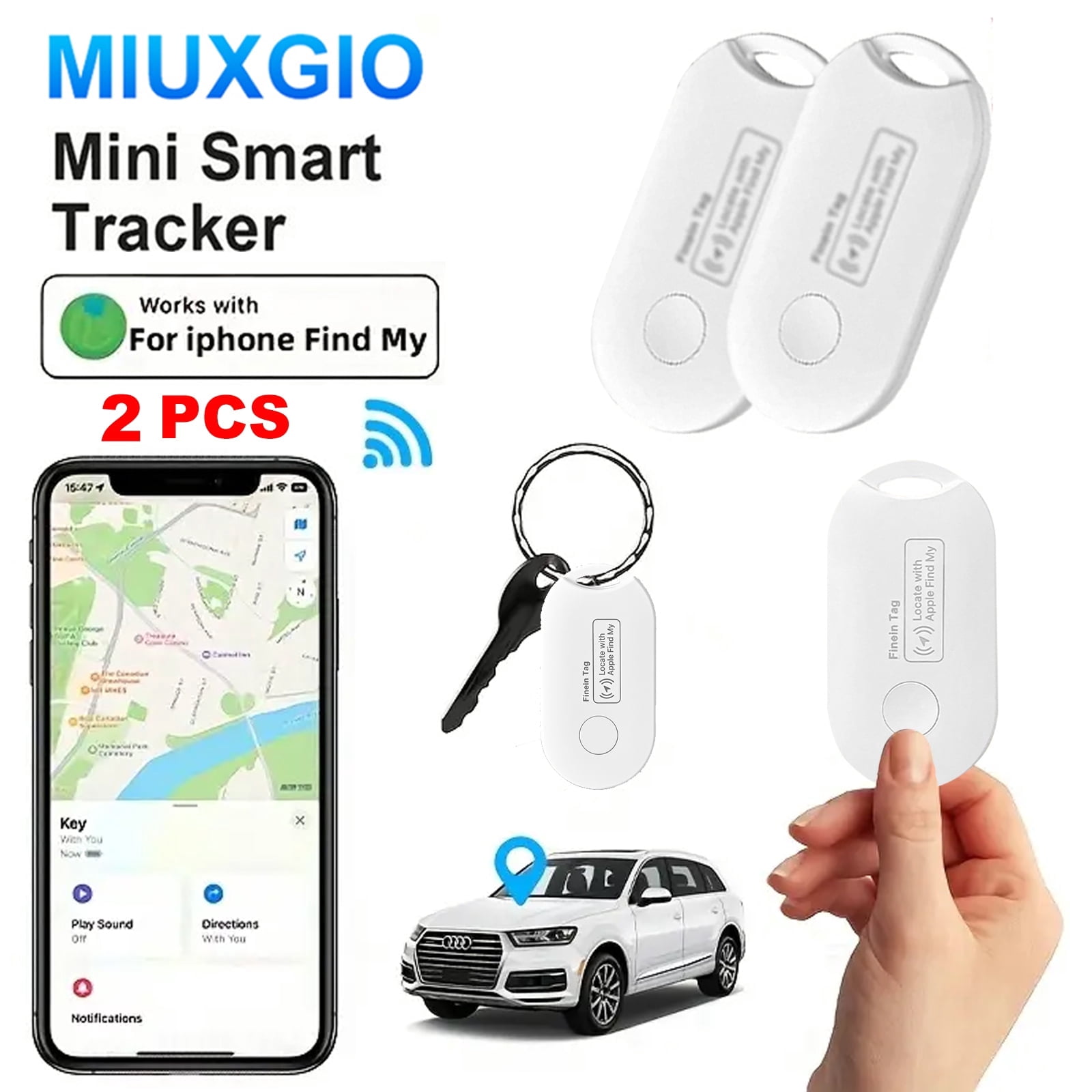 MIUXGIO 2 Pack GPS Trackers for Vehicles Work with Find My (iOsOnly ...