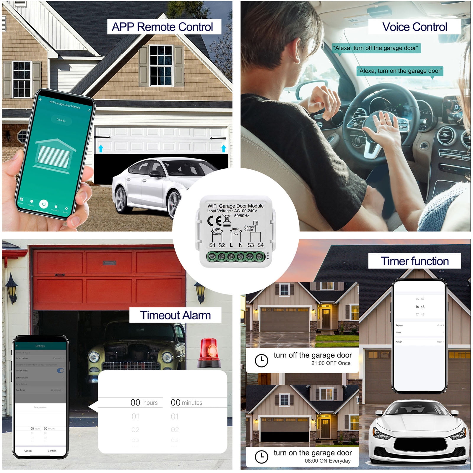 Intelligent Garage Door Controller, Easy Setup, Timer Voice Control ...