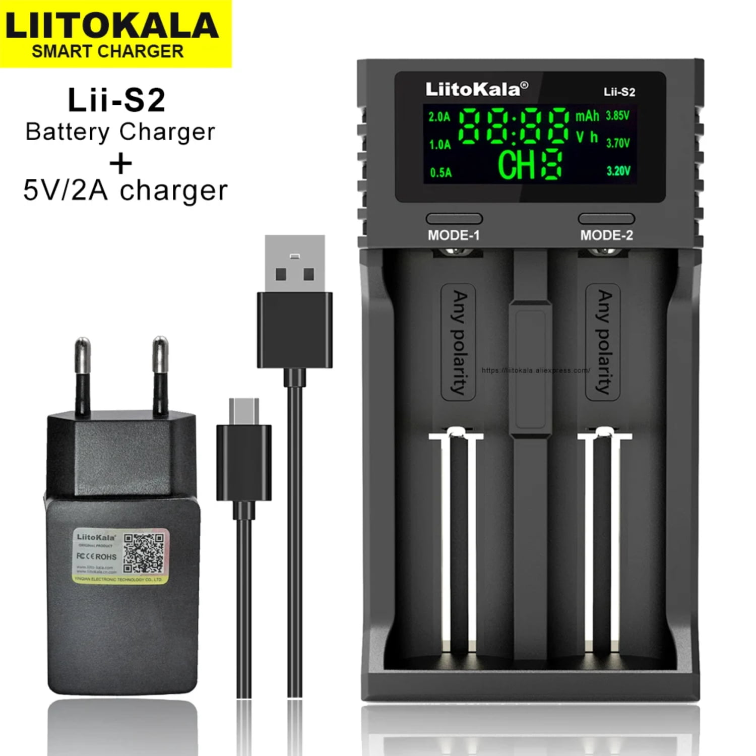 Intelligent High-quality Smart Lii-S2 18650 Battery Charger for AA/AAA ...