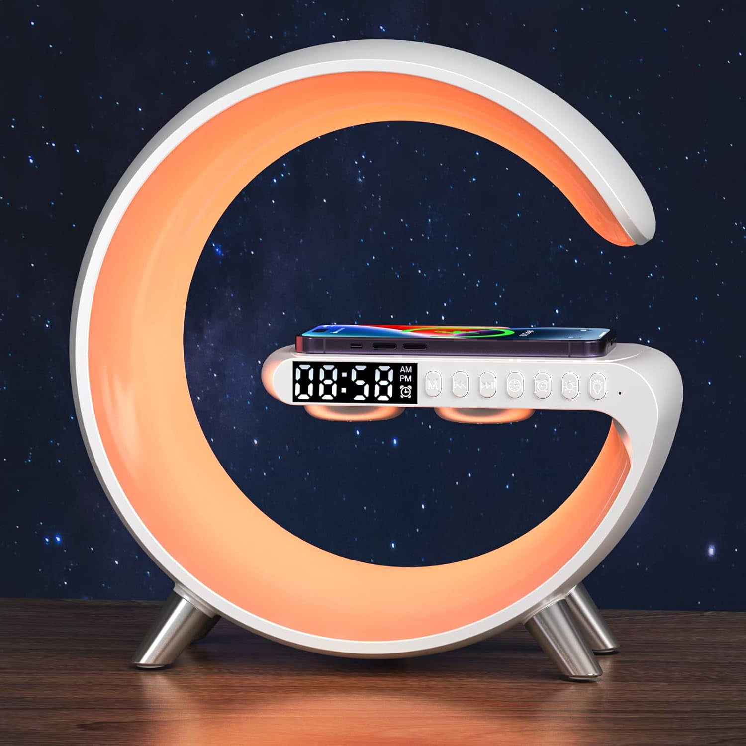 Intelligent LED Ambient Desk Lamp, 4-in-1 Wireless Charger, Music ...