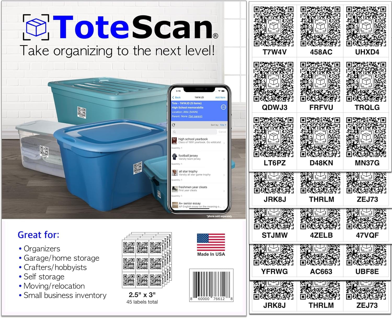 Intelligent QR Labels for Organization/Moving/Storage (45 Unique Labels ...