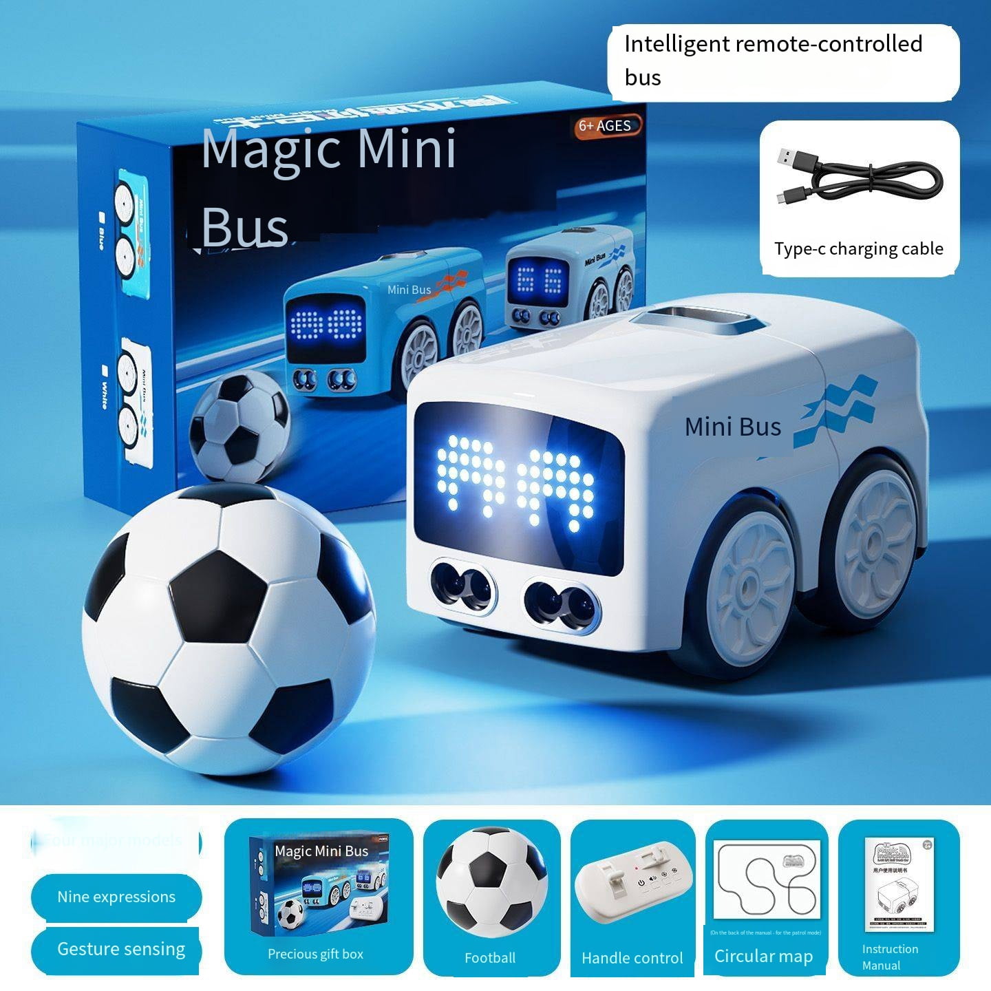 Intelligent Sensing Follow Remote Control Car Bus Toy, Mini Desktop ...