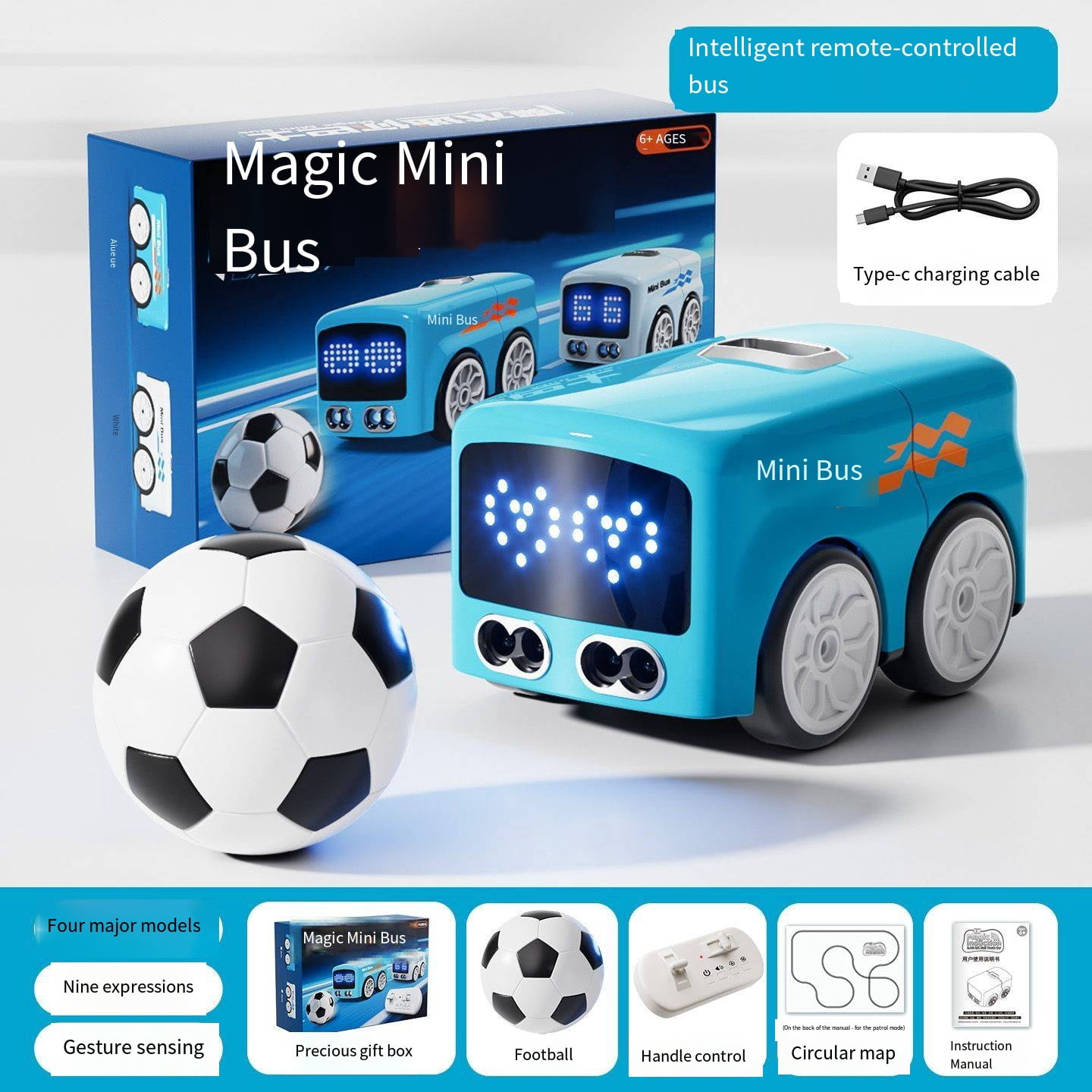 Intelligent Sensing Follow Remote Control Car Bus Toy, Mini Desktop ...