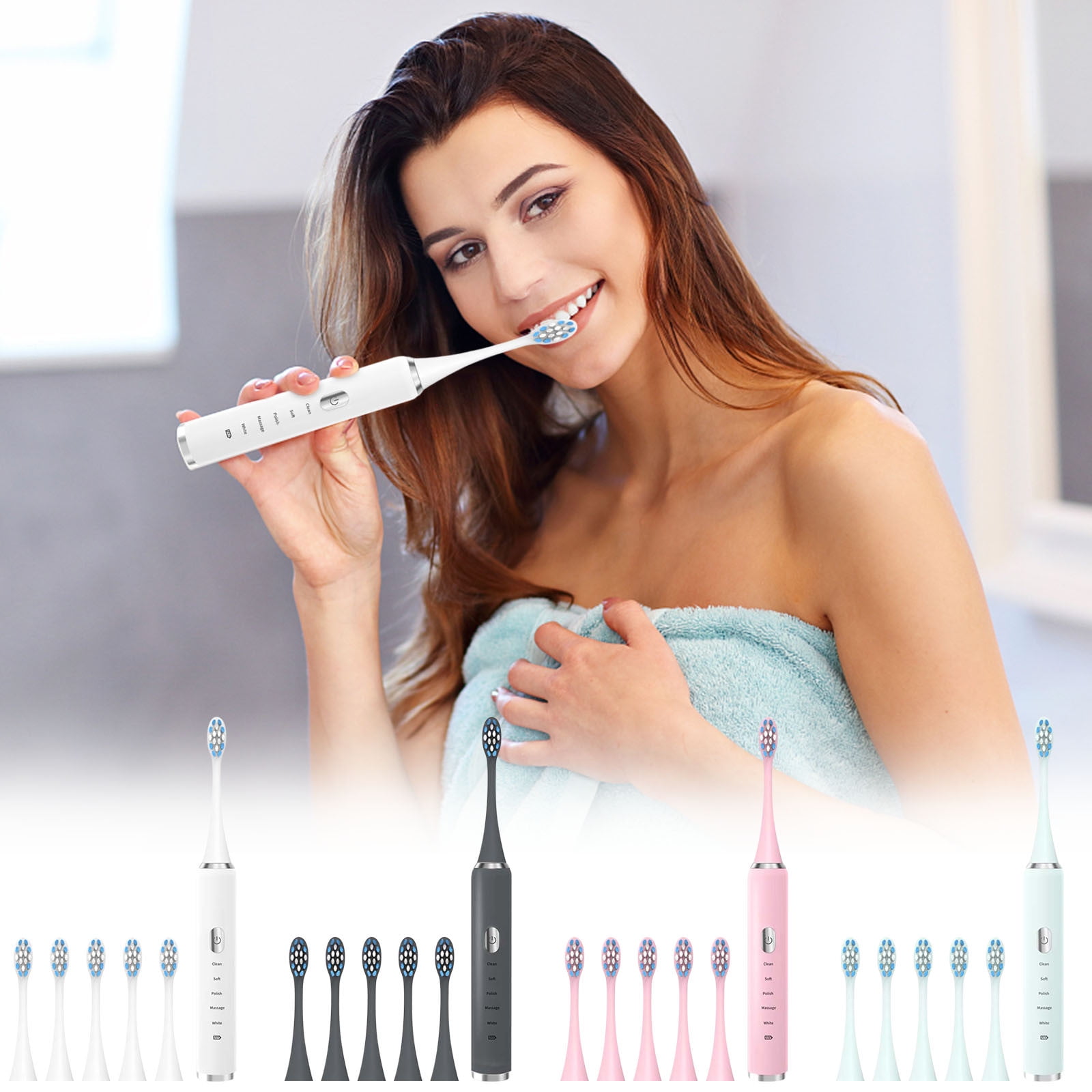 Intelligent Sonic Toothbrush, Soft Bristle, 10-speed Sound Vibration ...