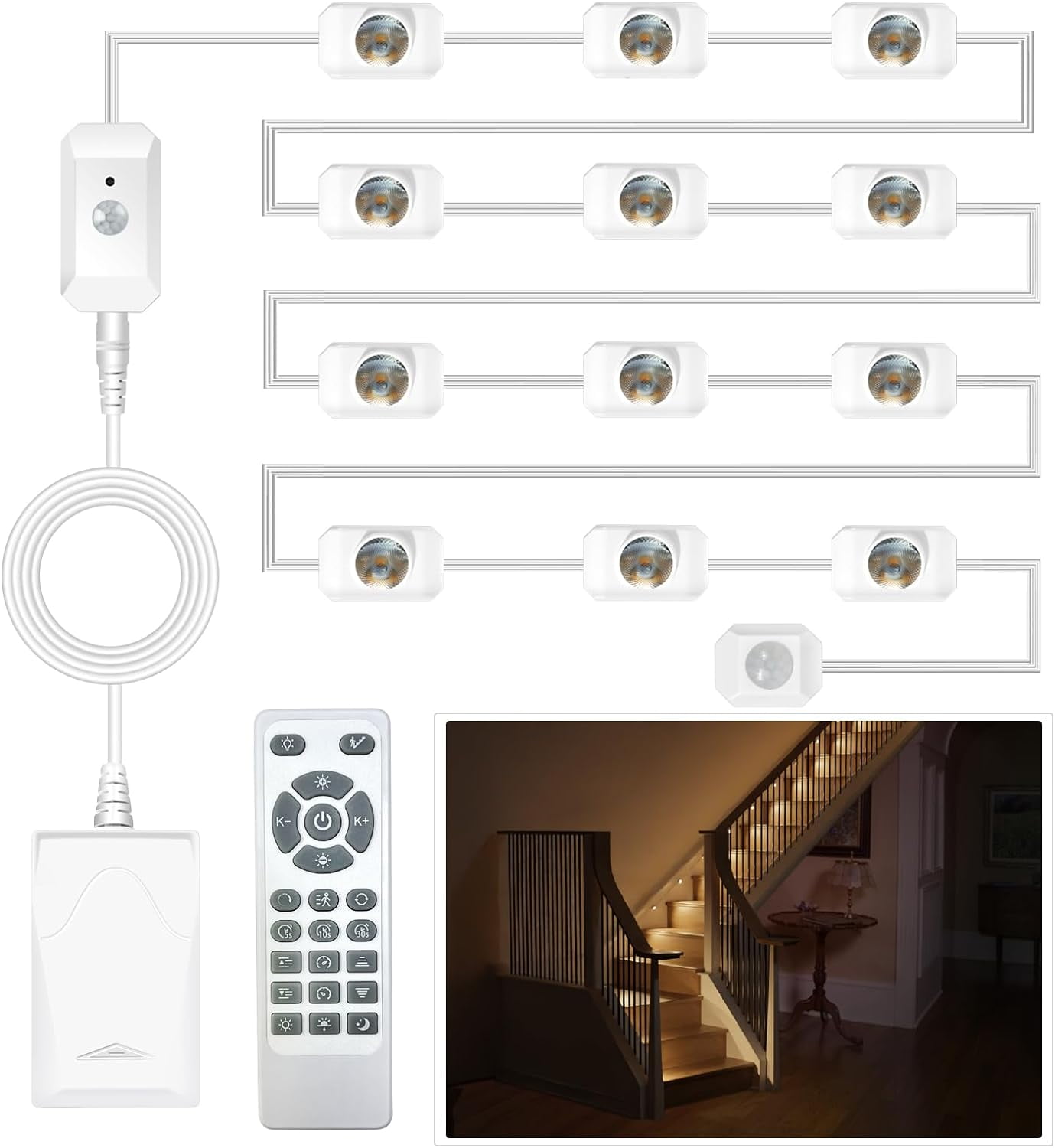 Intelligent Stair Lights Motion Sensor Indoor, Stick On LED Step Lights ...