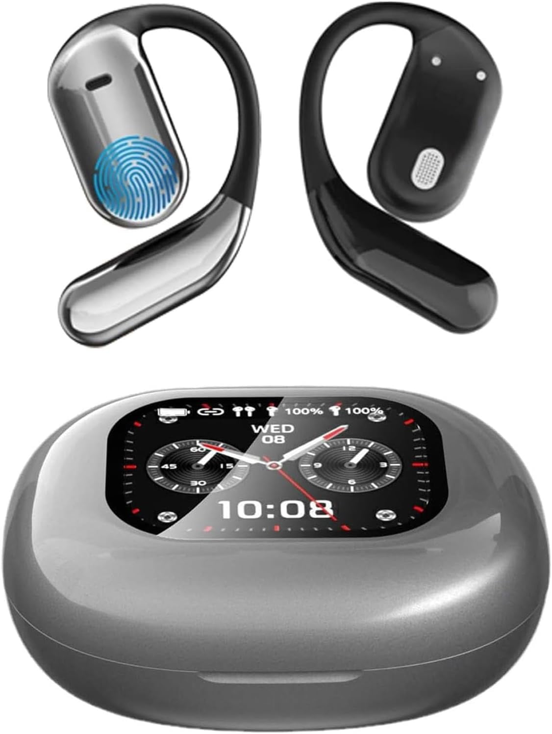 Intelligent Touch Screen Open Ear Earbuds Bluetooth 5.4 Headphones Over ...