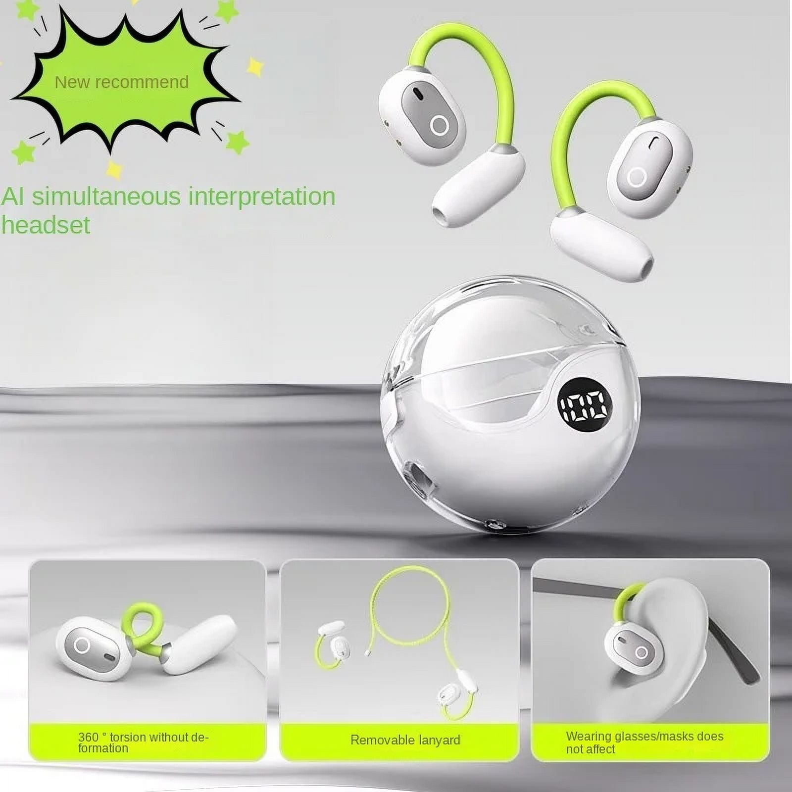 Intelligent Translation Headphones, AI Translation 144 Languages, Noise ...
