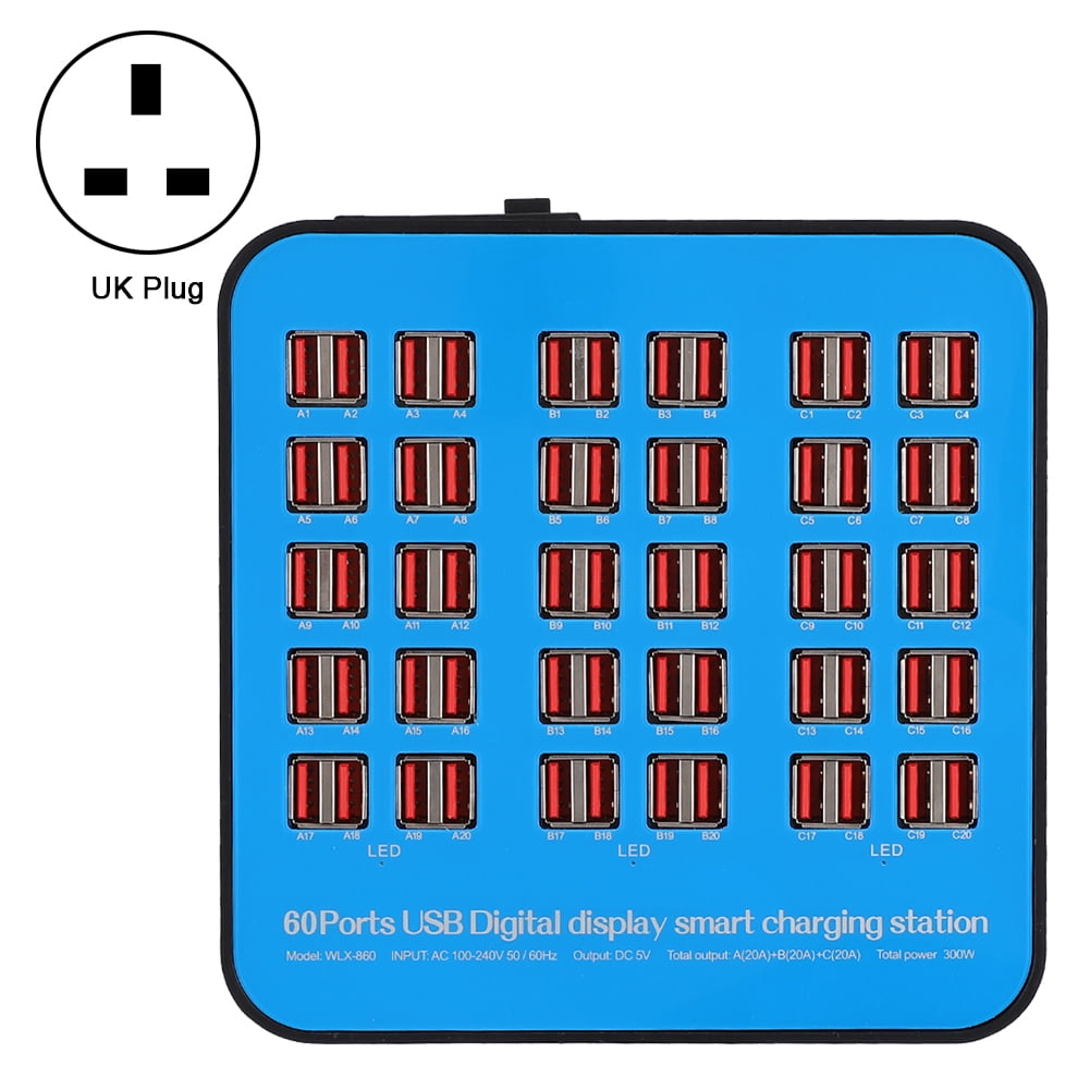 Intelligent USB Charging Station 60 Ports PC ABS Fire Retardant Shell ...
