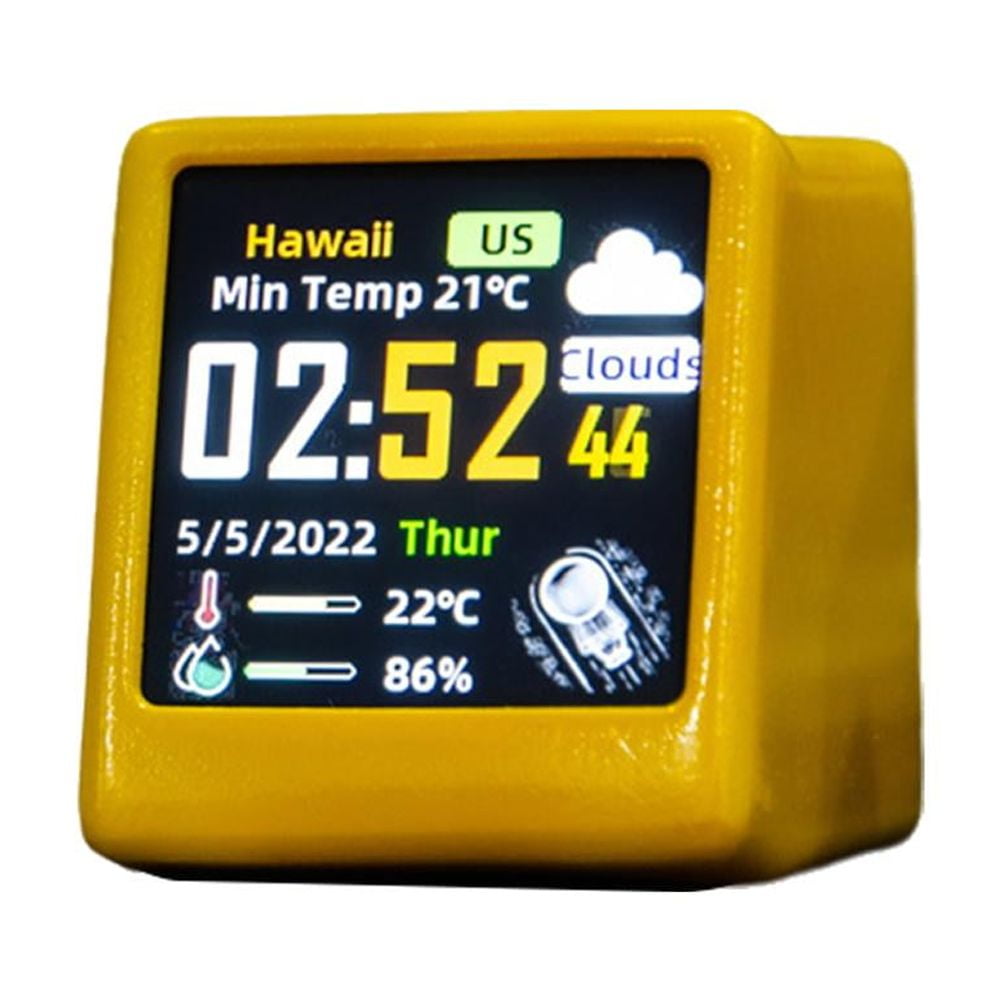 Intelligent Weather Clock,Mini 3D Hologram Cube Display,Smart Weather ...