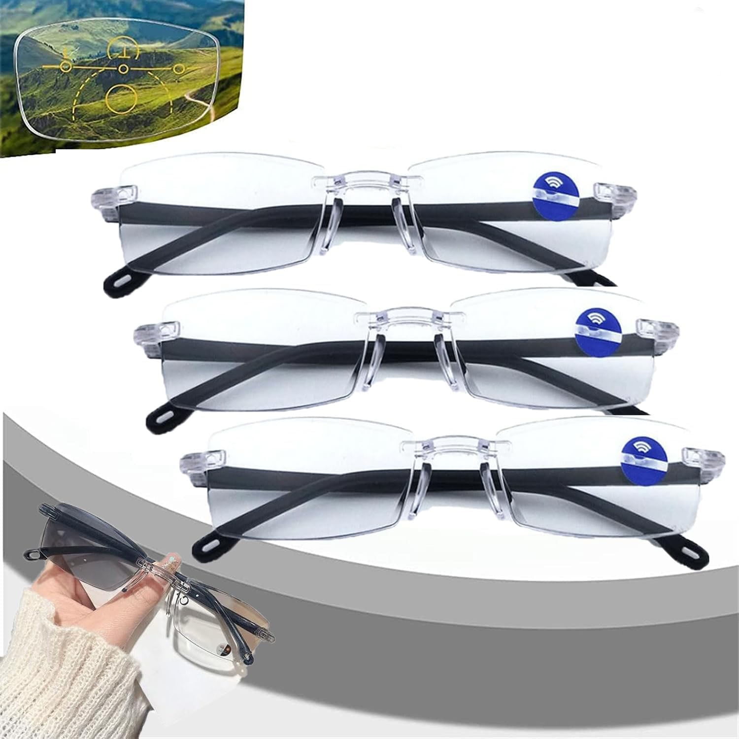 Intelligent Zoom Anti Blue Light Presbyopia Glasses, Sapphire High ...