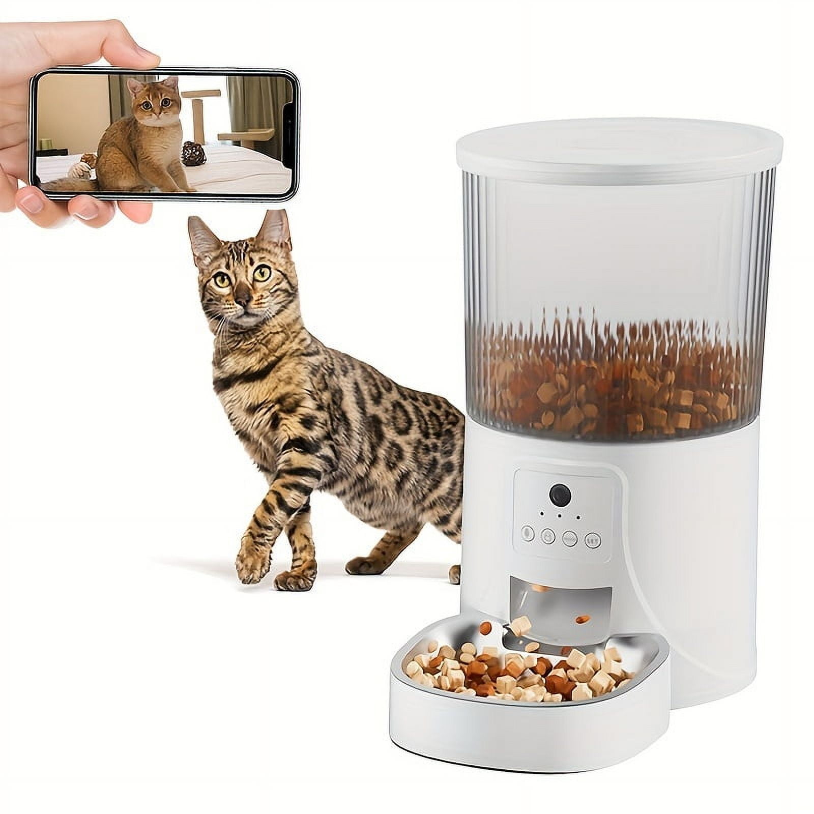 Intelligent automatic cat feeder, single/double bowl timed dosing, with ...