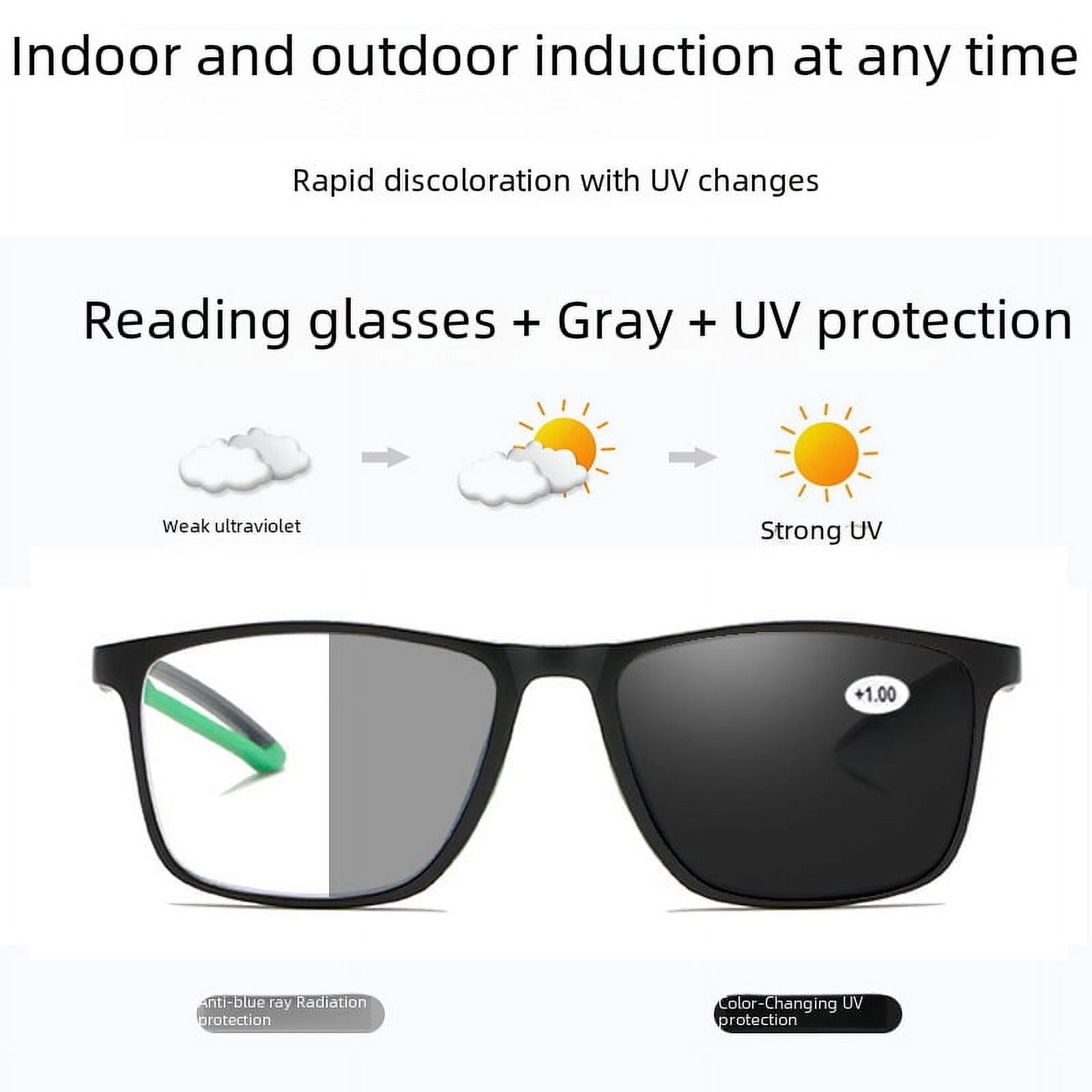 Intelligent color changing reading glasses, ultra light full frame ...