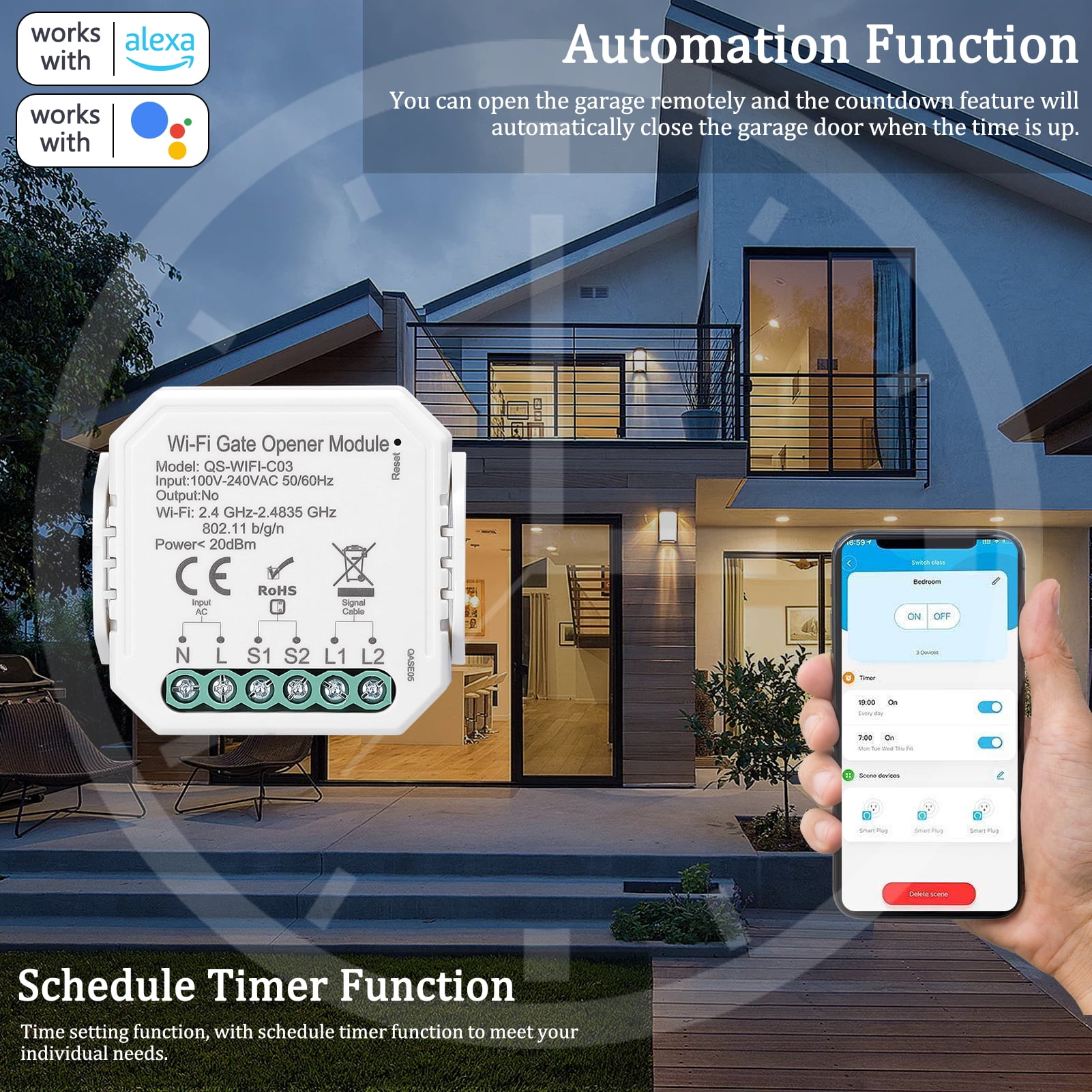 Intelligent switch of rolling shutter door,Remote Voice With Compatible ...