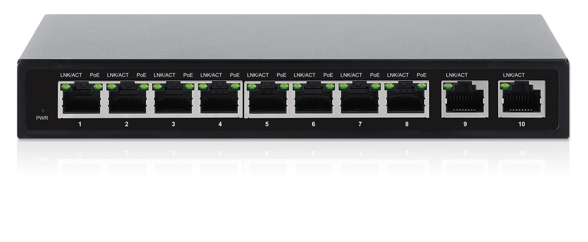 Intellinet 10-Port Gigabit Ethernet Switch with 8 PoE+ Ports and 2 RJ45 ...
