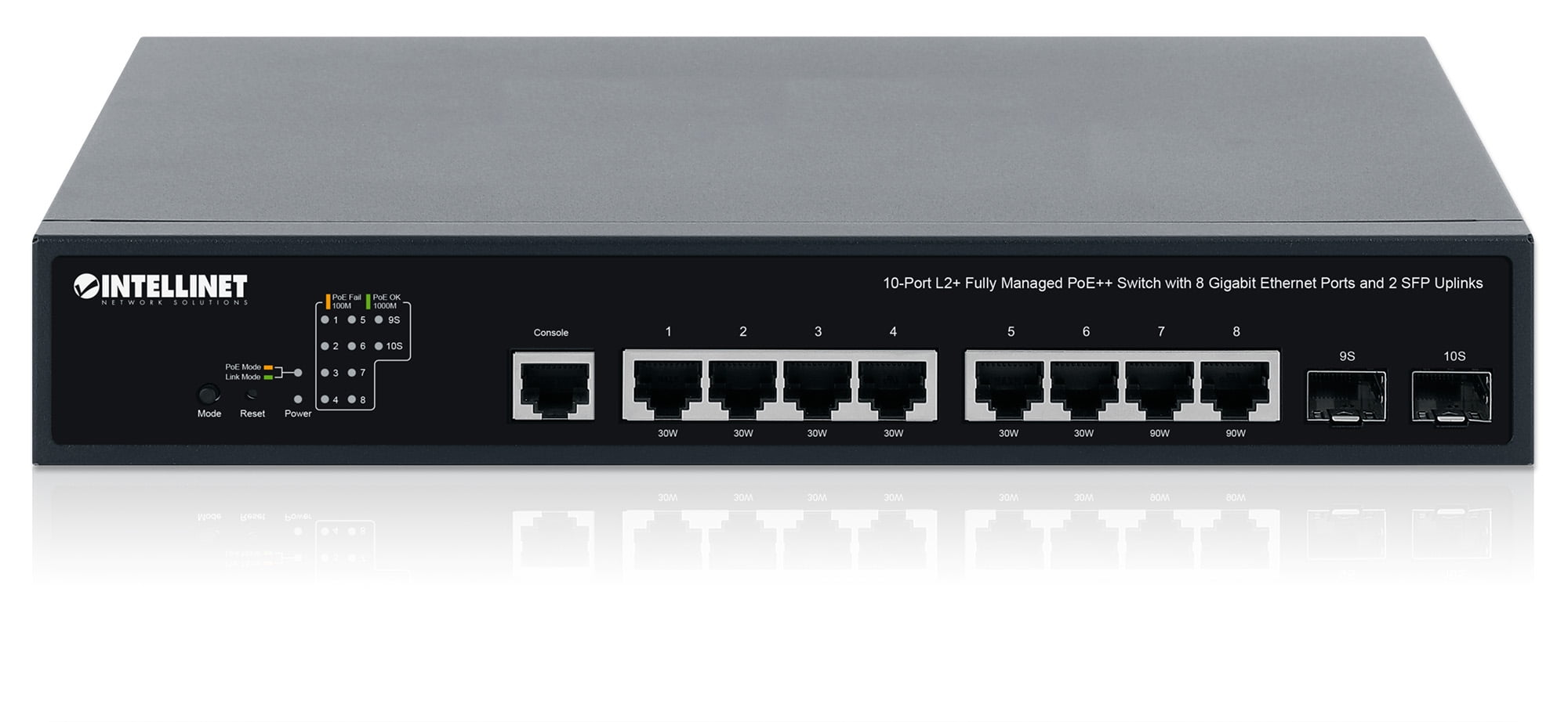 Intellinet 10-Port L2+ Fully Managed 240W PoE++ Switch with 8 Gigabit ...