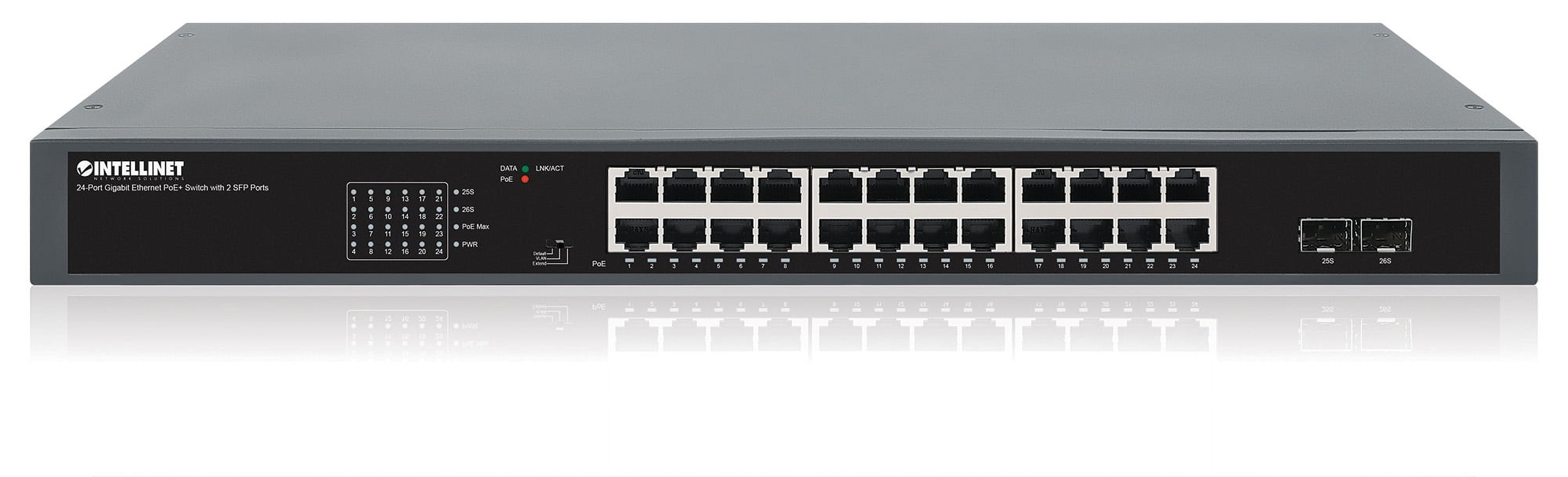 Intellinet 24-Port Gigabit Ethernet PoE+ Switch with 2 SFP Ports | 370 ...