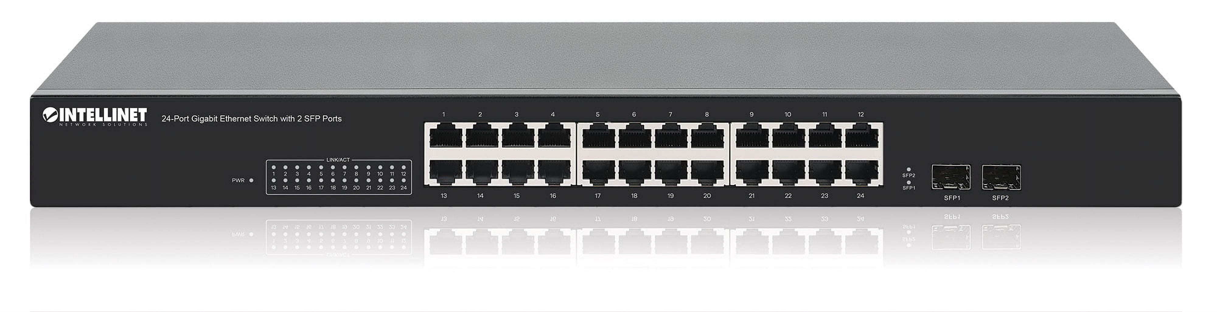 Intellinet 24-Port Gigabit Ethernet Switch with 2 SFP Ports | Fanless ...