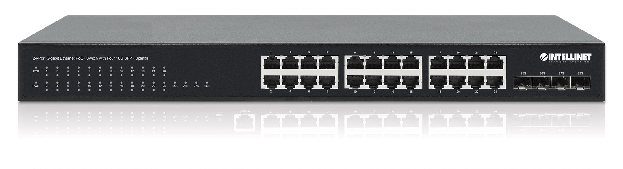 Intellinet 24-Port PoE+ Gigabit Ethernet Switch with 4 x 10 Gbps SFP+ ...