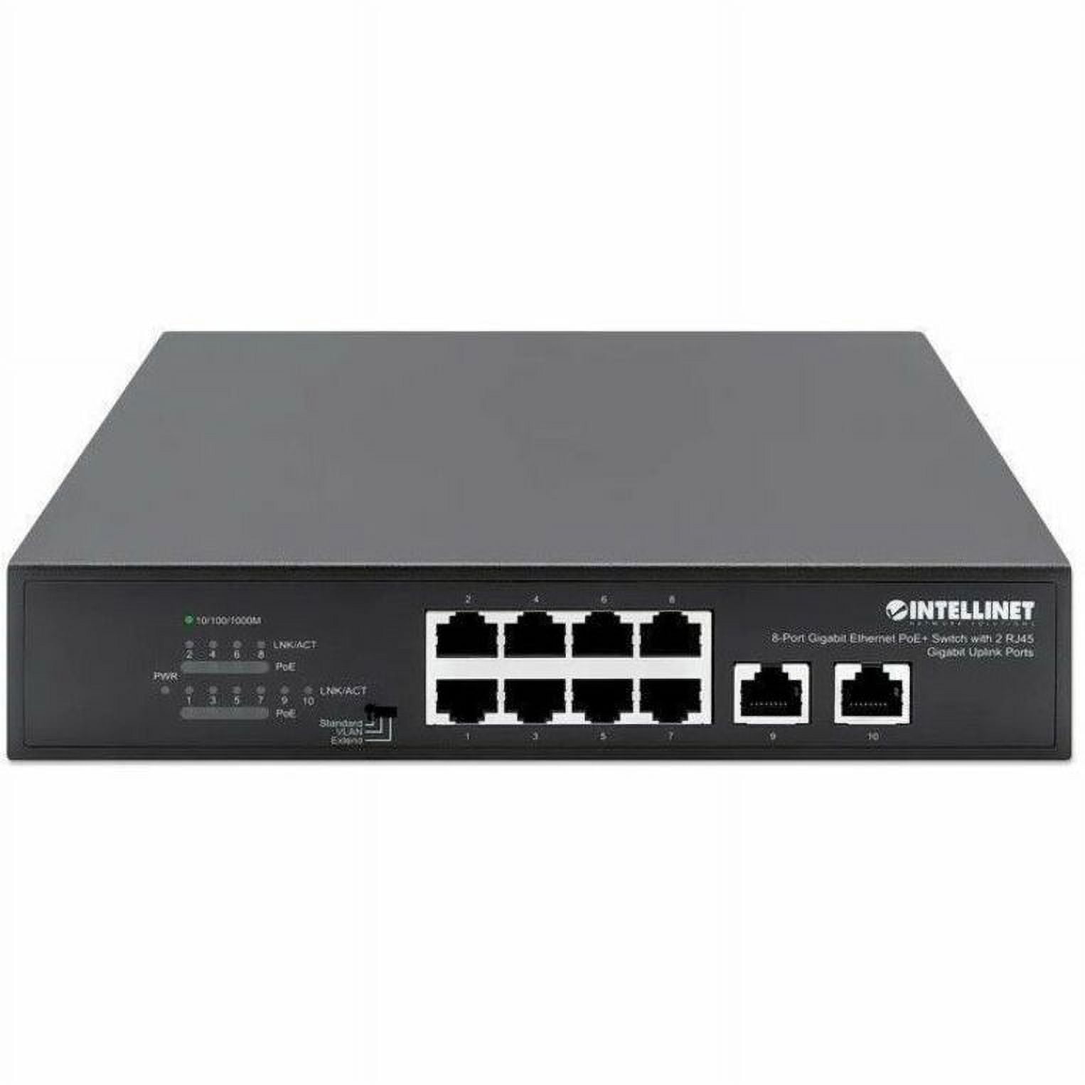 Intellinet 8-Port Gigabit Ethernet PoE+ Switch with 2 RJ45 Gigabit ...