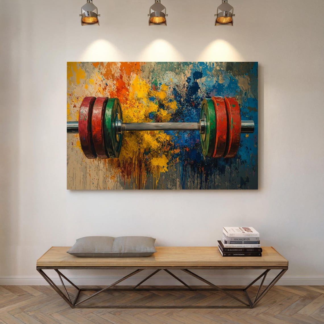 Intense Barbell Gym - Bold Abstract Weightlifting Painting - Fitness ...