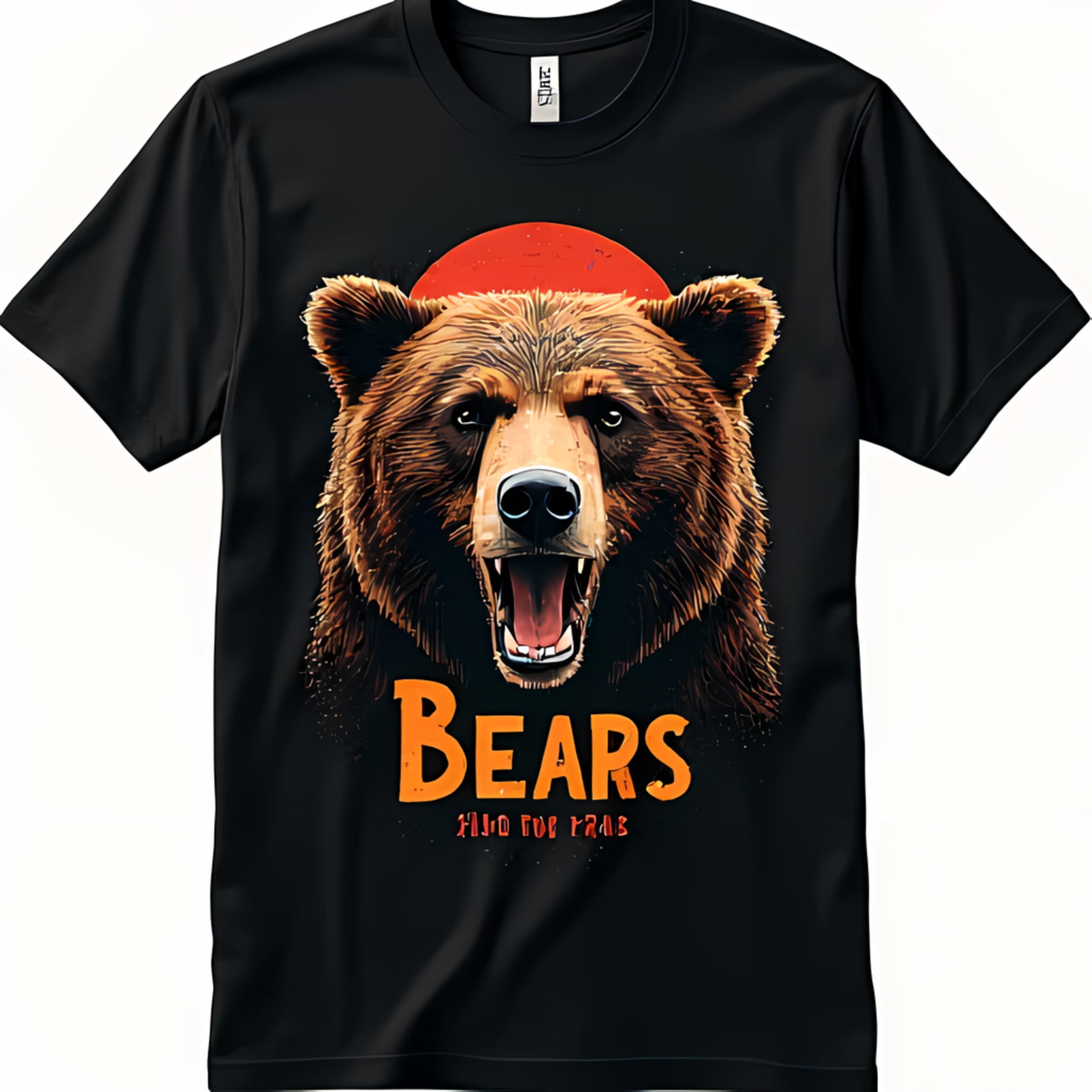 Intense Bear Graphic Black T-Shirt with Sunrise & 'Bears Find the ...