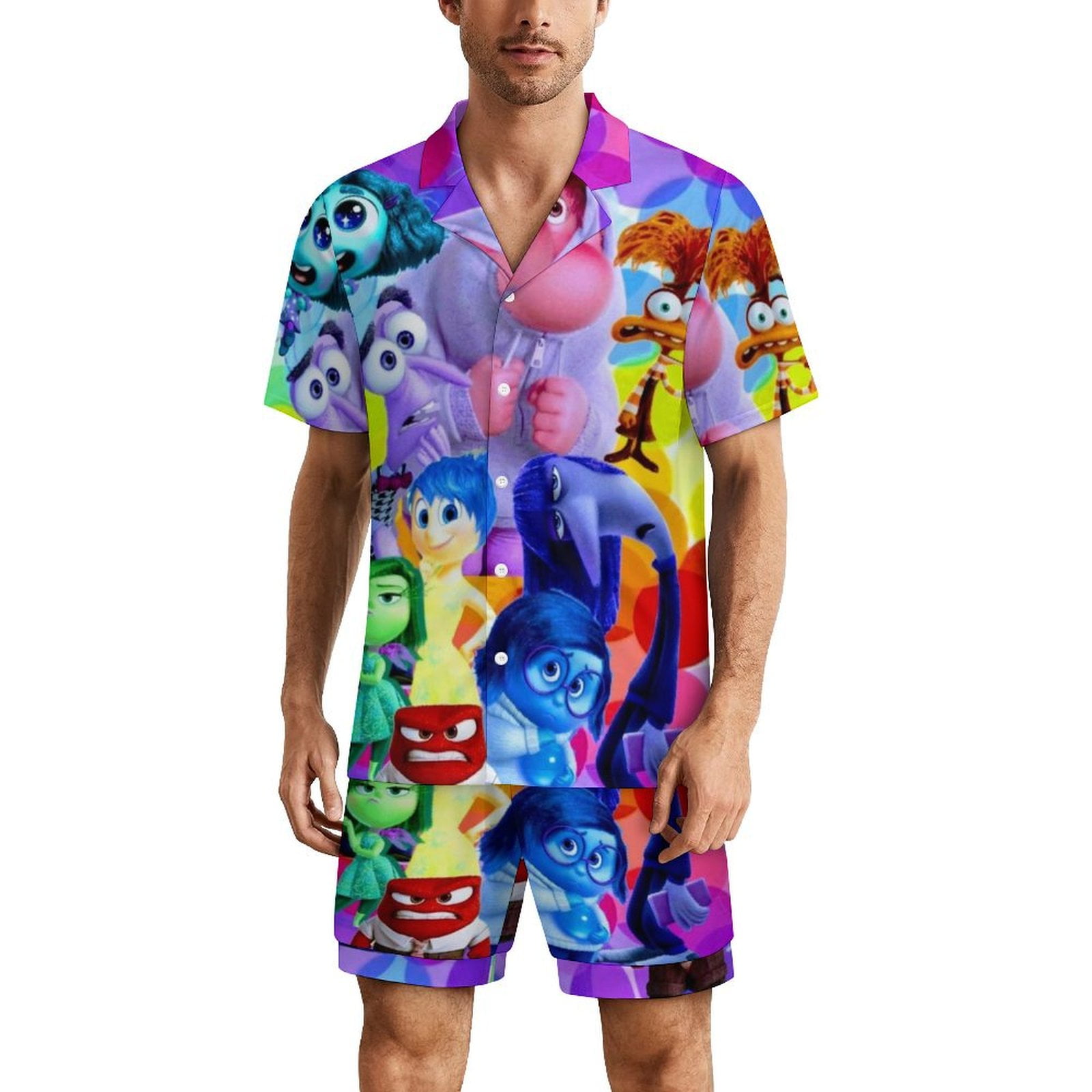 Intensely 2 Inside Out Men's Ice Silk Satin Pajamas 2 Piece Short ...