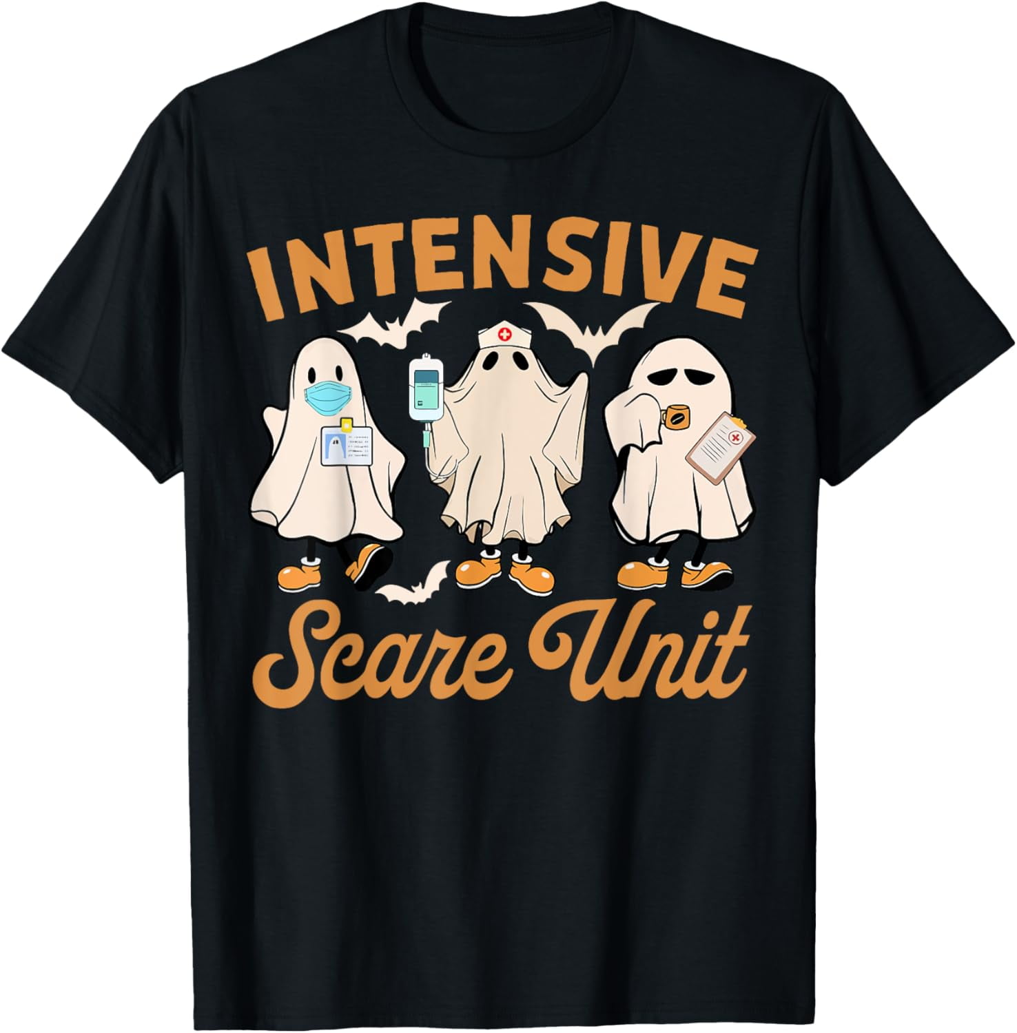 Intensive Care Scare Unit Ghost Nurse ICU Nursing Halloween T-Shirt ...