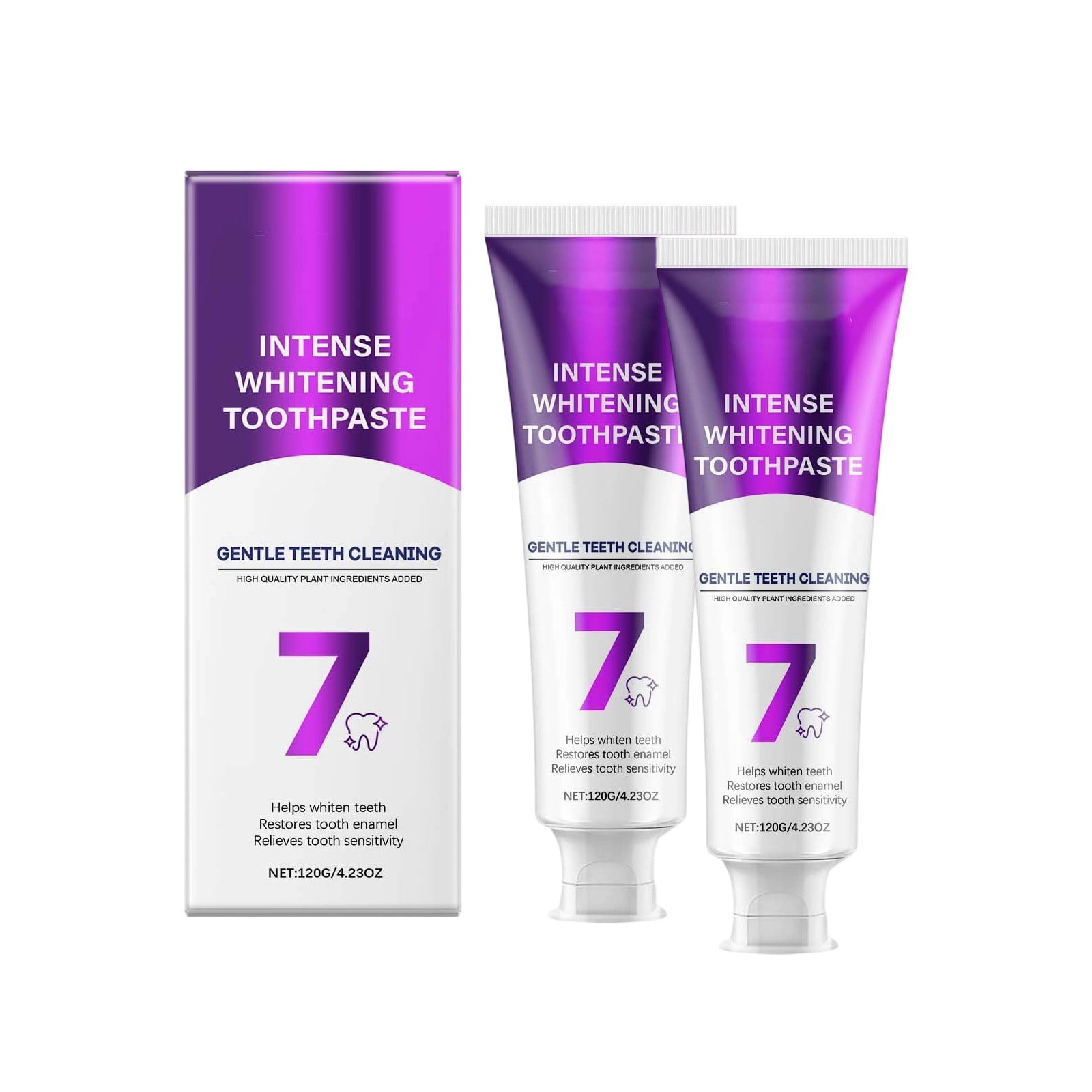 Intensive Whitening Toothpaste | Upgraded Purple Formula with 7 ...