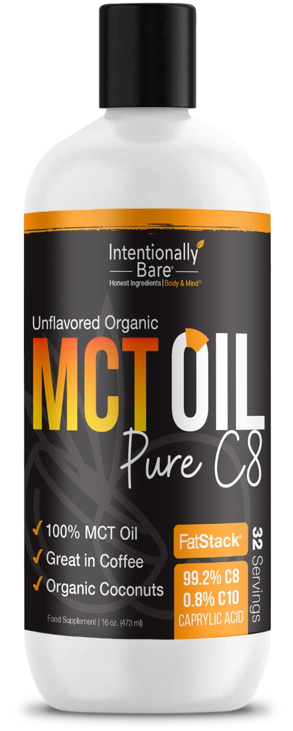 Intentionally Bare Pure C8 Organic MCT Oil, Unflavored, 16oz, Energy ...