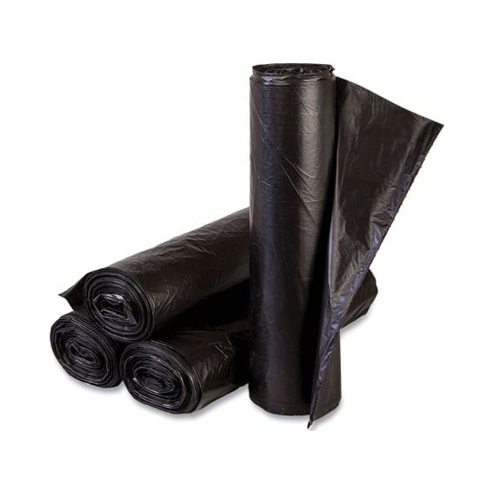 High-Density Commercial Can Liners 10 gal 6 mic 24" x 24" Black ...