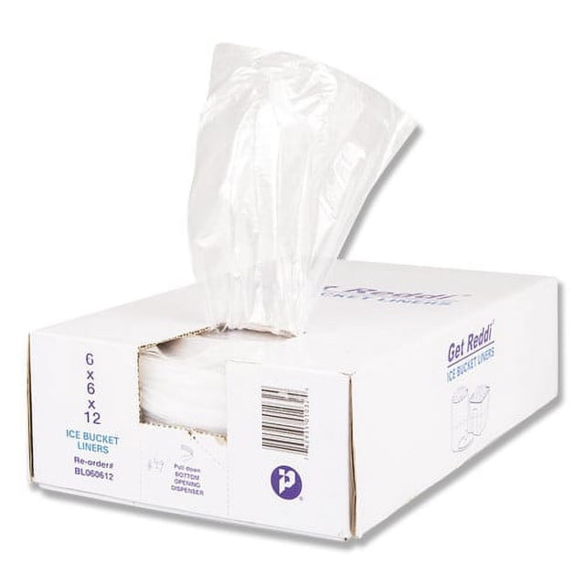 Inteplast Group Ice Bucket Liner Bags, 96 oz, 6" x 6" x 12", Clear ...