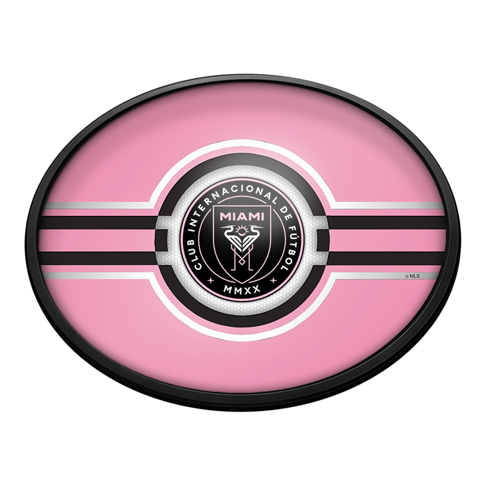 Inter Miami CF 18'' x 14'' Slimline Illuminated Striped Oval Wall Sign ...