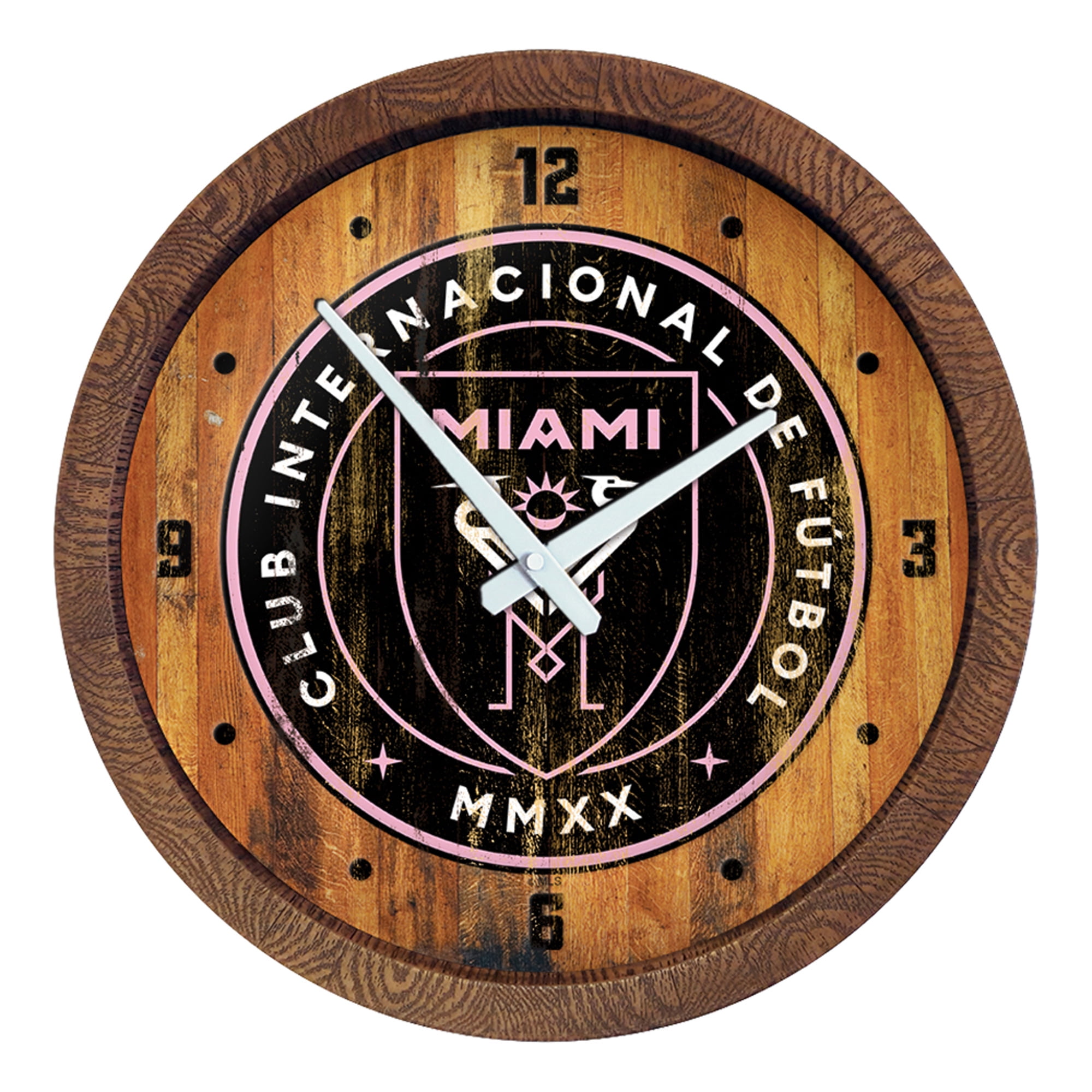 Inter Miami CF 20.25" Faux Distressed Barrel Top Clock - Walmart.com