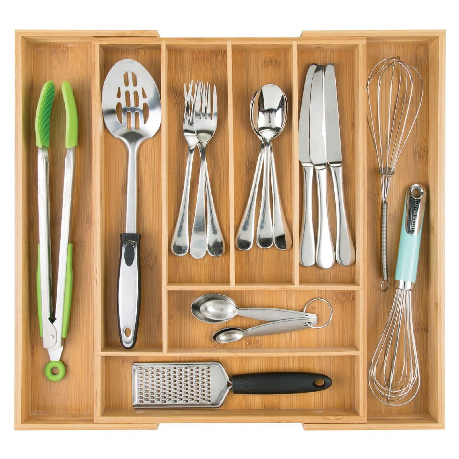 InterDesign 1.9 in. H x 12.8 in. W x 18 in. D Bamboo Adjustable Cutlery ...