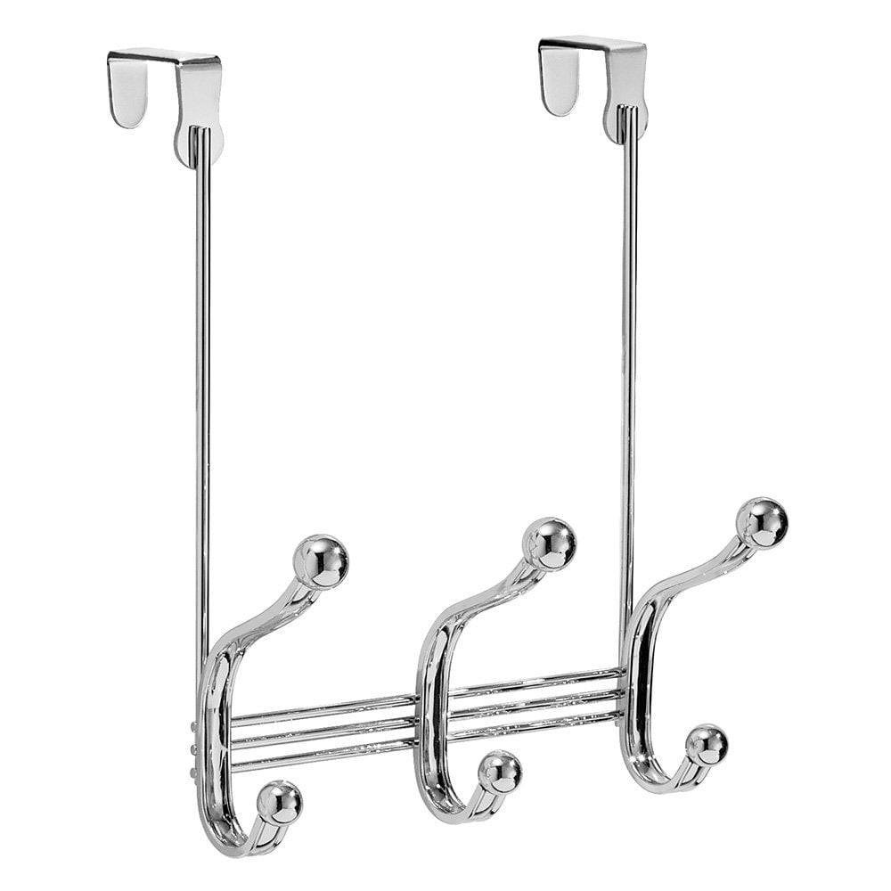 InterDesign 53070 York Lyra Over-The-Door Rack with 3 Hooks, Chrome ...