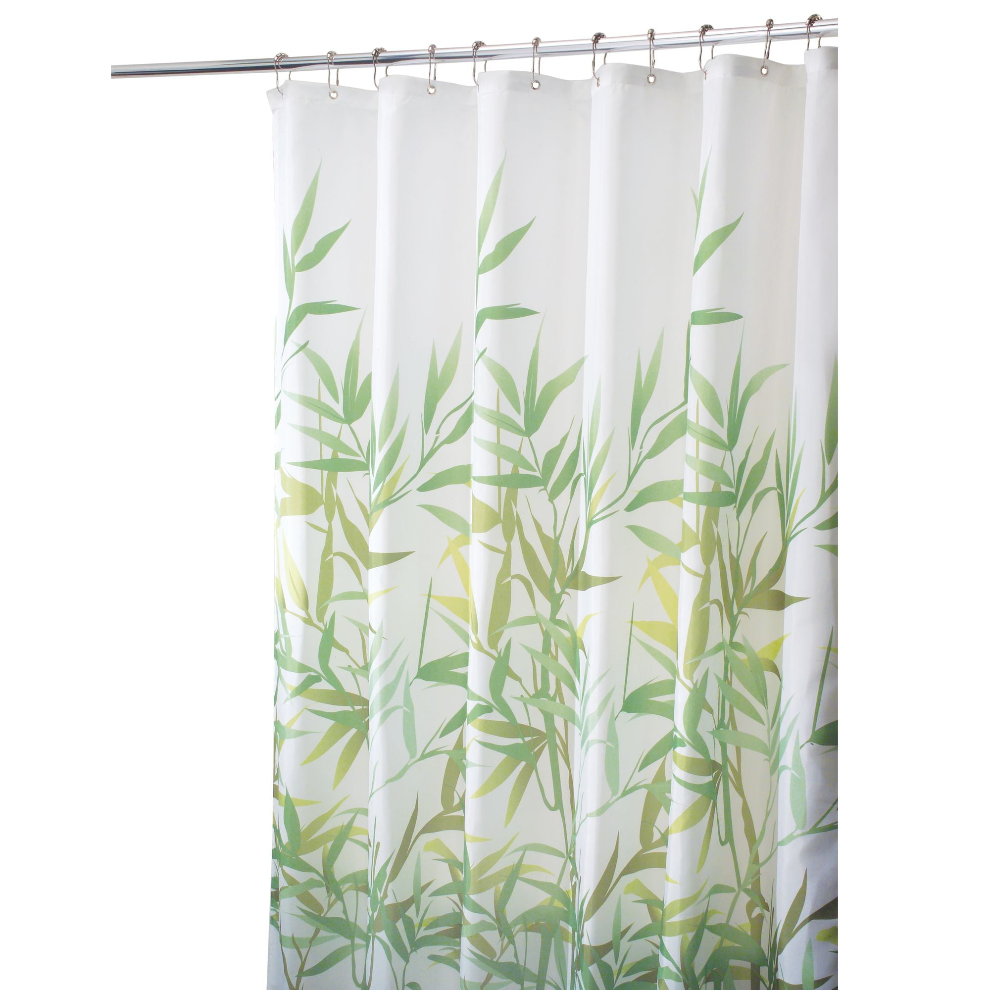 InterDesign Anzu Fabric Shower Curtain, Standard 72" x 72", Green ...