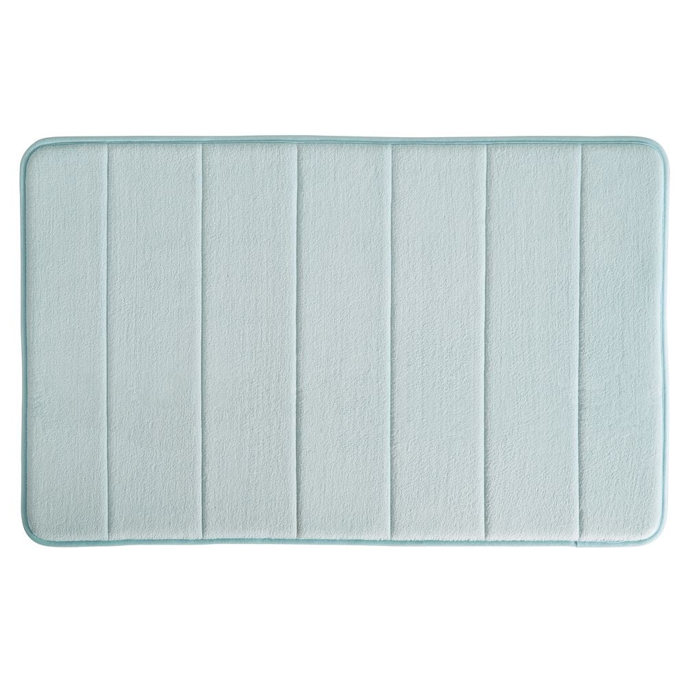 InterDesign Soft Memory Foam Non-Slip Light Blue Bath Mat (34" x 21 ...
