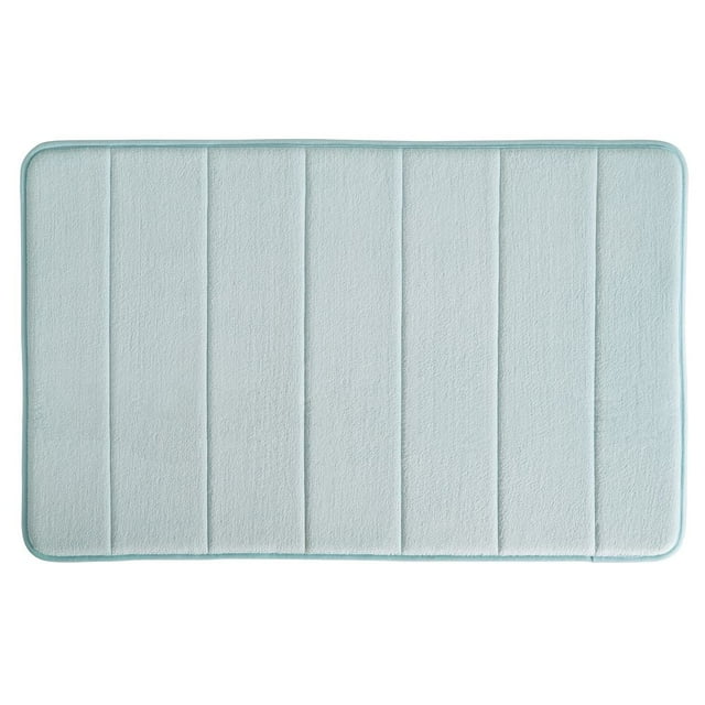 InterDesign Soft Memory Foam Non-Slip Light Blue Bath Mat (34" x 21 ...