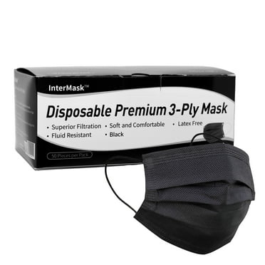 NEW Disposable Non-Woven Dust Protection BLACK Face Mouth Mask 3-Ply ...
