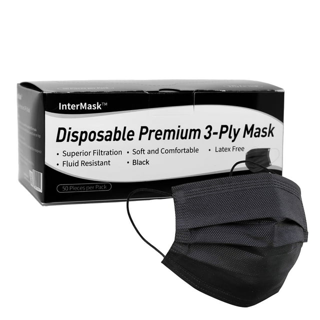 InterMask FDA-Approved Disposable Face Masks with Ear Loops, Grade-3 ...