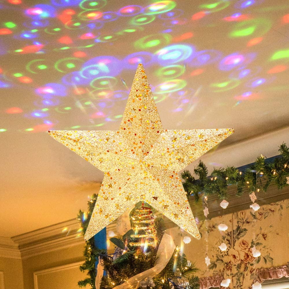 Intera Christmas Star Tree Topper, Lighted Star Tree Topper Gold ...