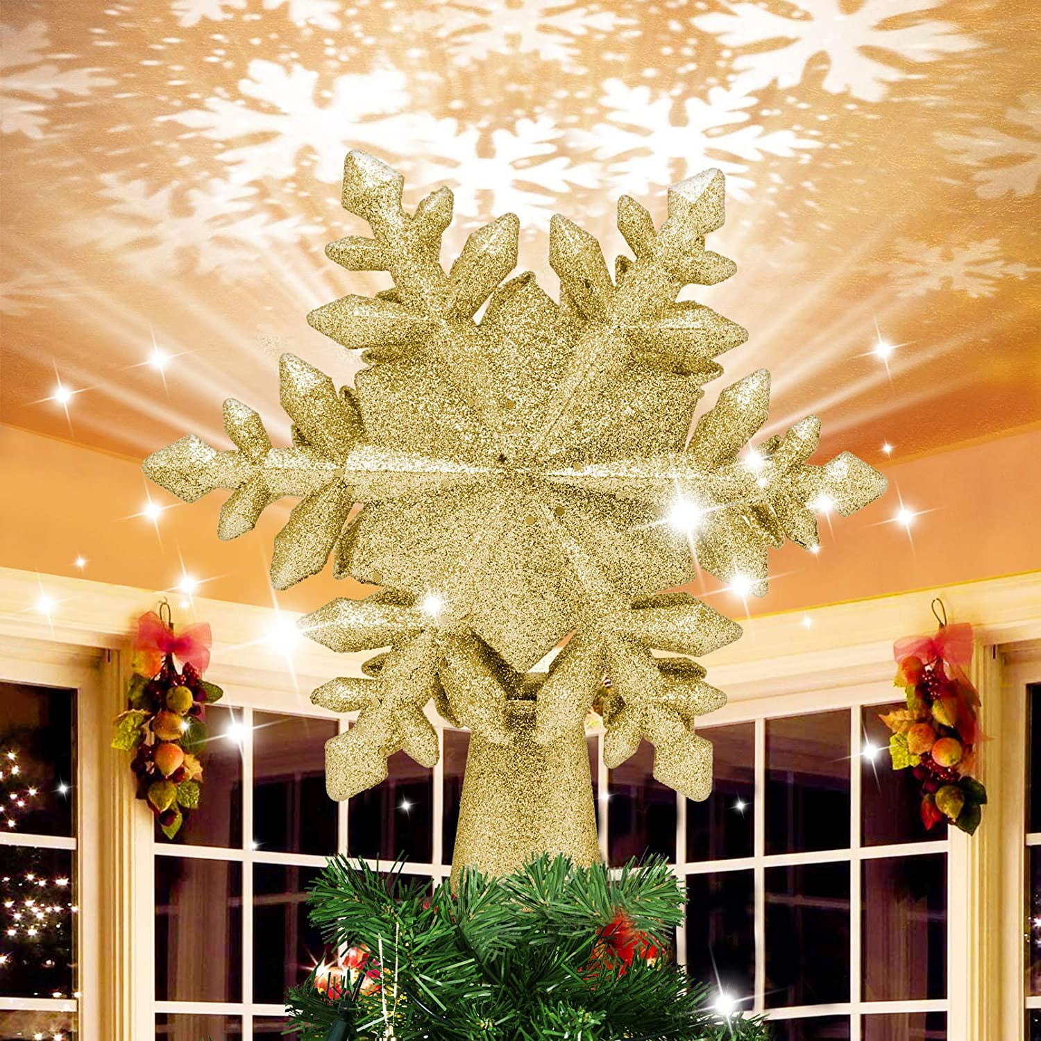 Intera Christmas Tree Topper, Snowflake Christmas Tree Topper Lighted ...