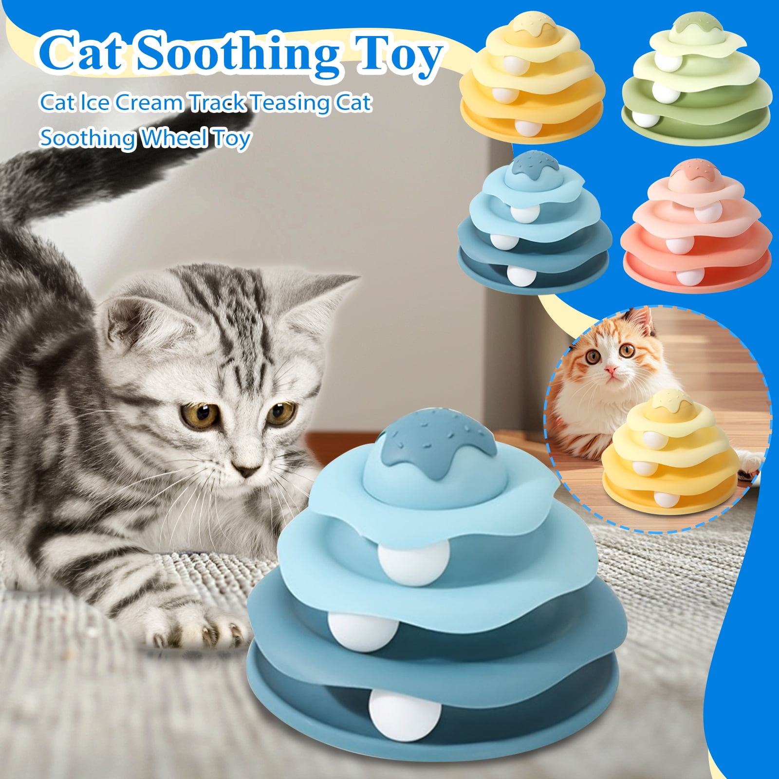 Interactive 3 Layer Cat Track Toy with Detachable Design for Indoor ...