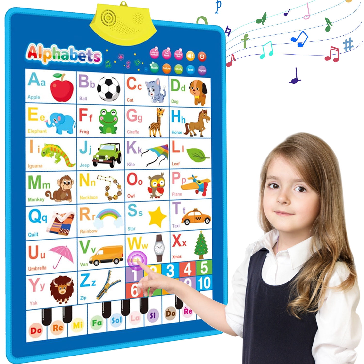 Cyun Interactive Alphabet Wall Chart for Toddlers, ABC Letters, Numbers ...