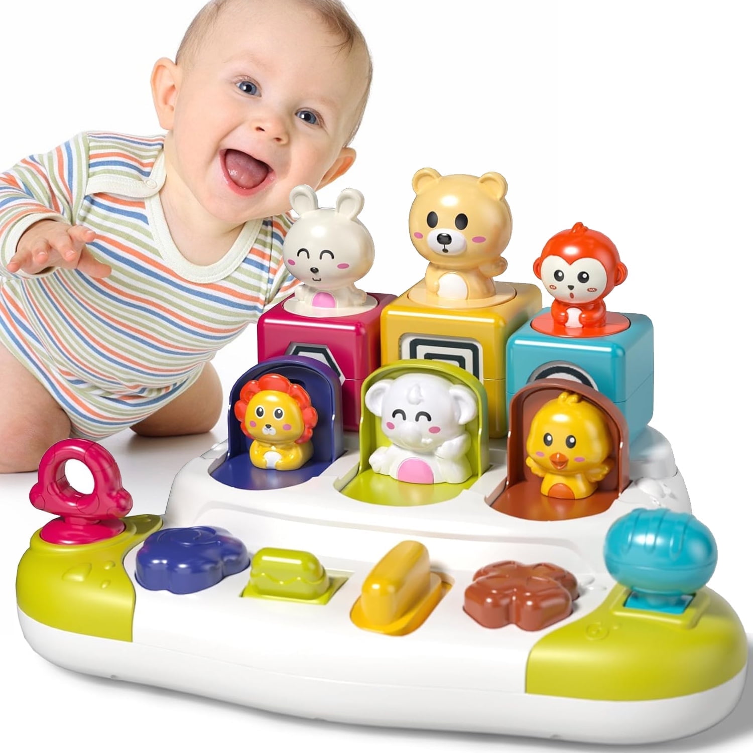 Suorfoxs Interactive Animal Toys for Toddlers 1-3 Cause and Effect Play ...