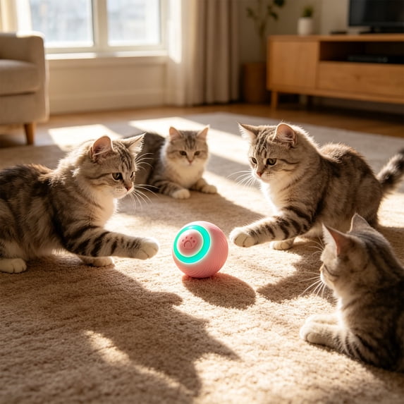 Interactive Automatic Rolling Cat Toy Ball, Random Rotation Motion USB ...