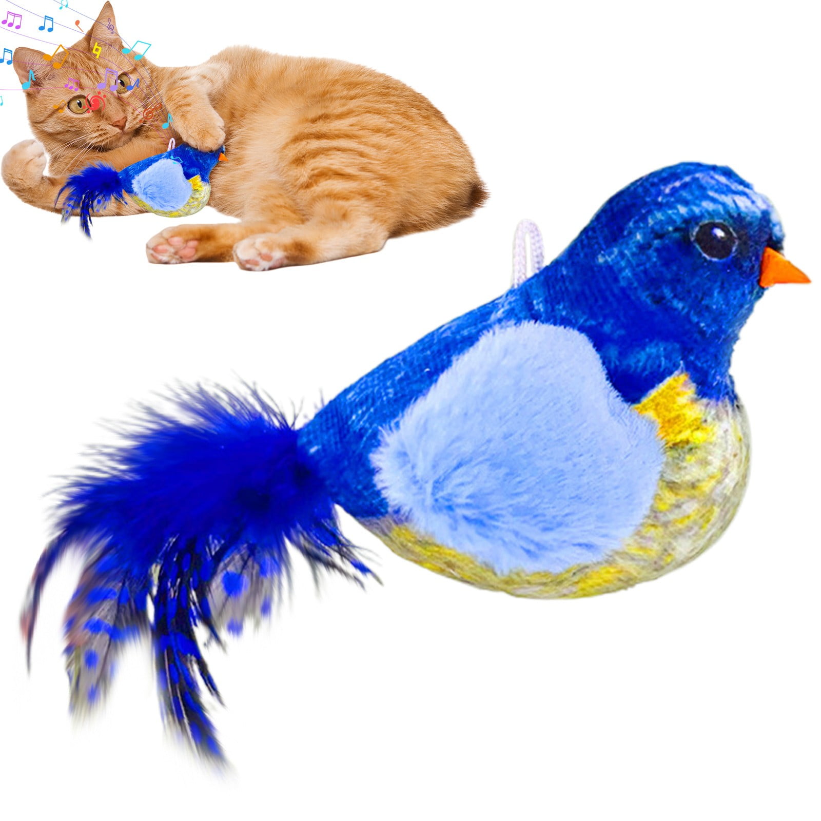 Interactive Blue Bird Cat Toy with Realistic Chirping Sounds, Motion ...